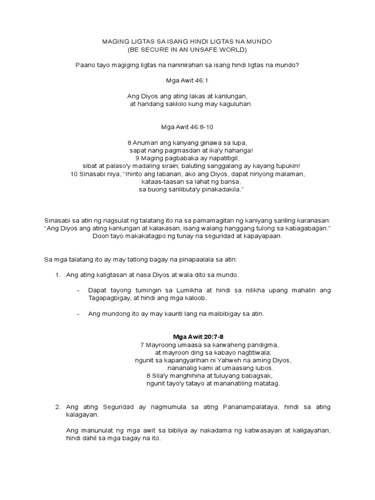 Maging Ligtas Sa Isang Hindi Ligtas Na Mundo | PDF