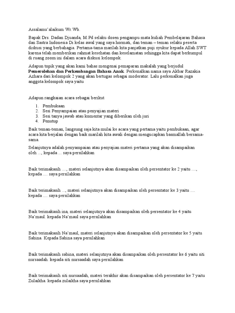 Contoh Teks Moderator | PDF