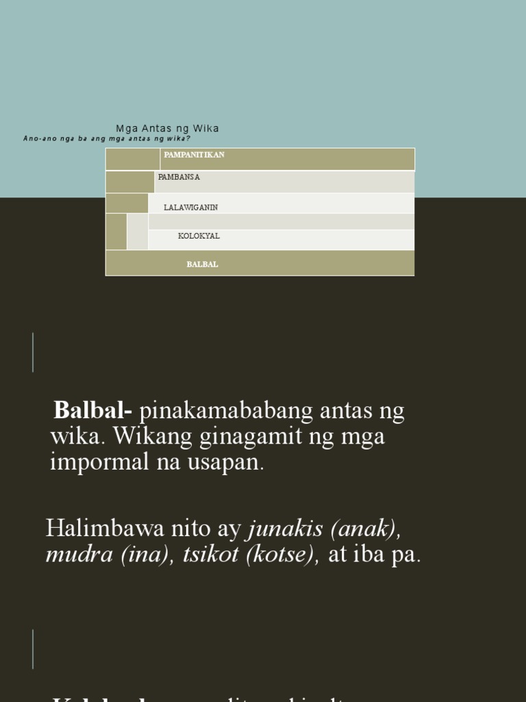 Mga Antas NG Wika Powerpoint | PDF