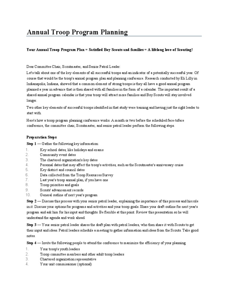 Annual Troop Program Planning2 | PDF | Boy Scouts Of America