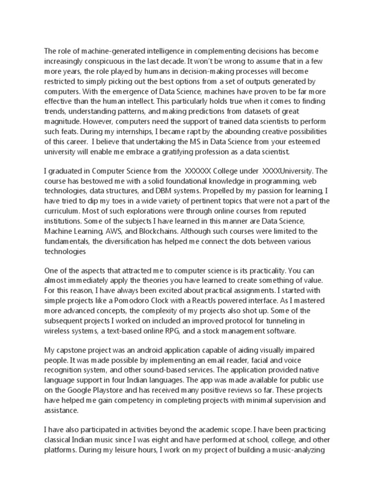 Sample SOP For Data Science | PDF