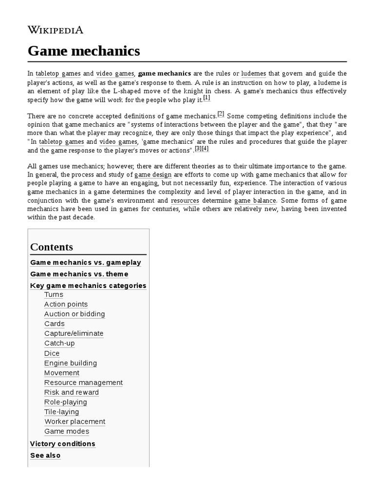 Game Mechanics | PDF | Gaming | Leisure Activities Game Mechanics | PDF | Gaming | Leisure Activities