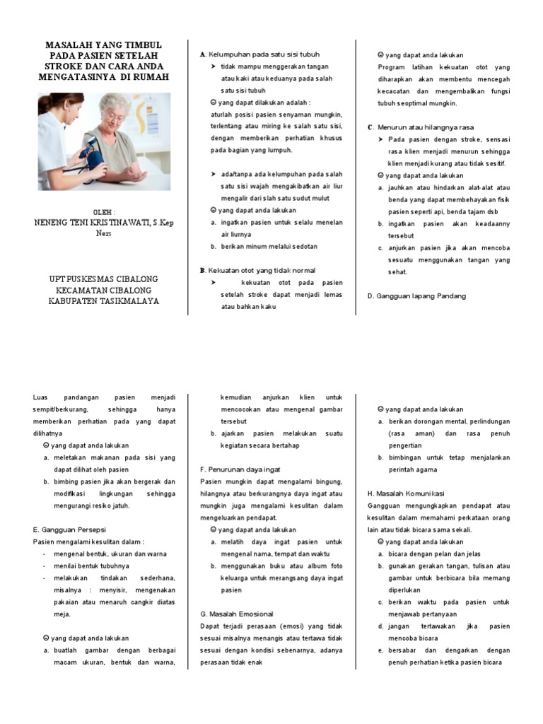 Leaflet Masalah Pasca Stroke | PDF Leaflet Masalah Pasca Stroke | PDF