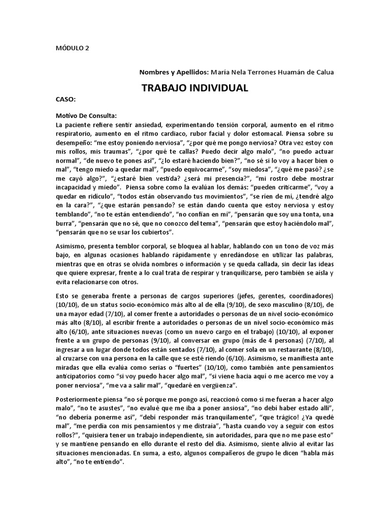 MÓDULO 2 Tarea-Individual-2-TCC-III | PDF | Las emociones | Ansiedad