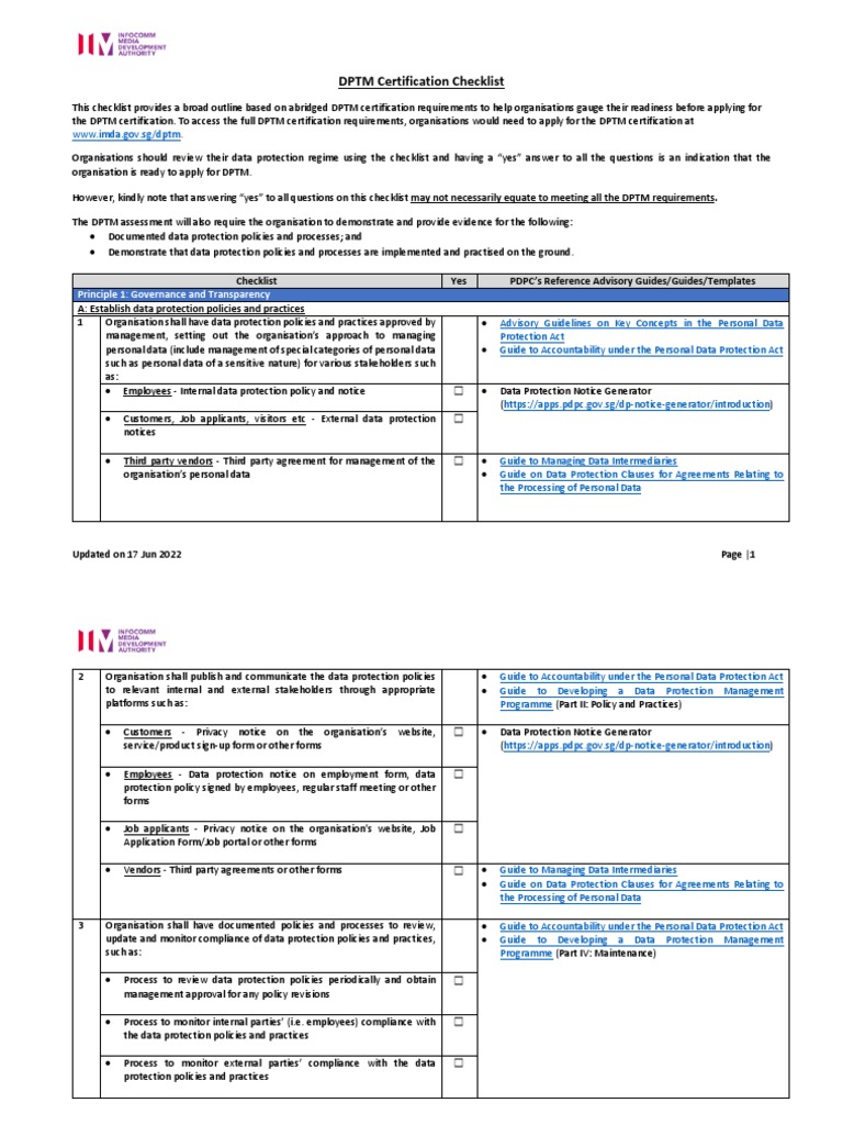 Assessing Readiness for Data Protection Certification: A Checklist for ...