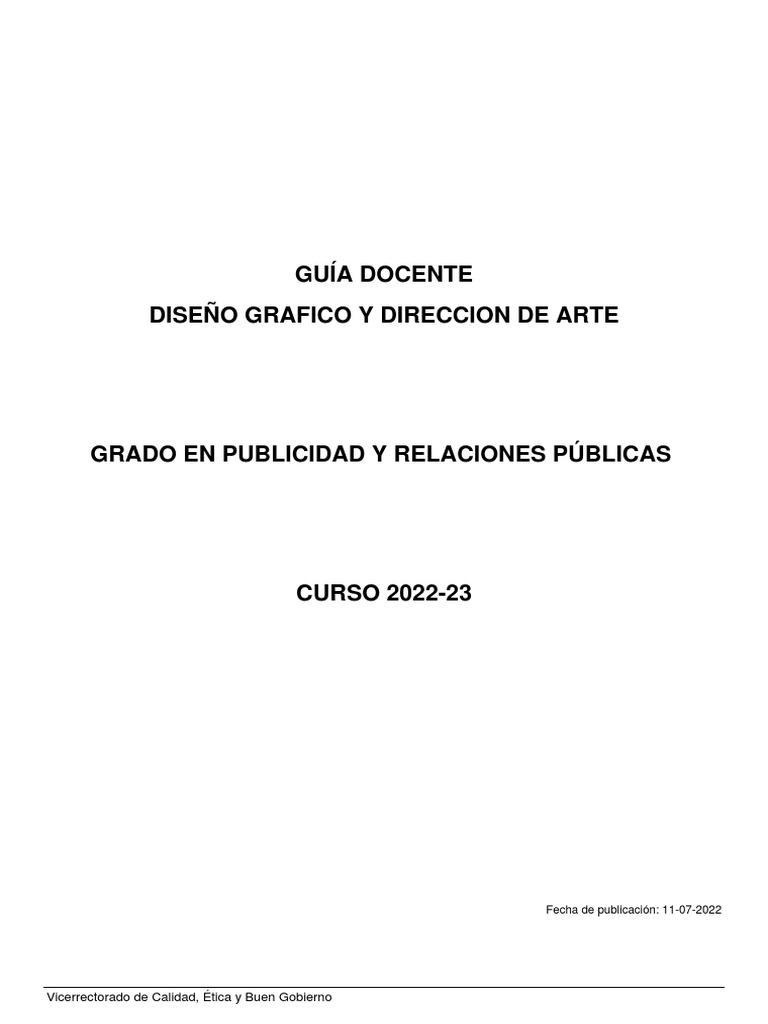 GuiaDocente - DISEÑO GRAFICO Y DIRECCION DE ARTE | PDF | Diseño ...