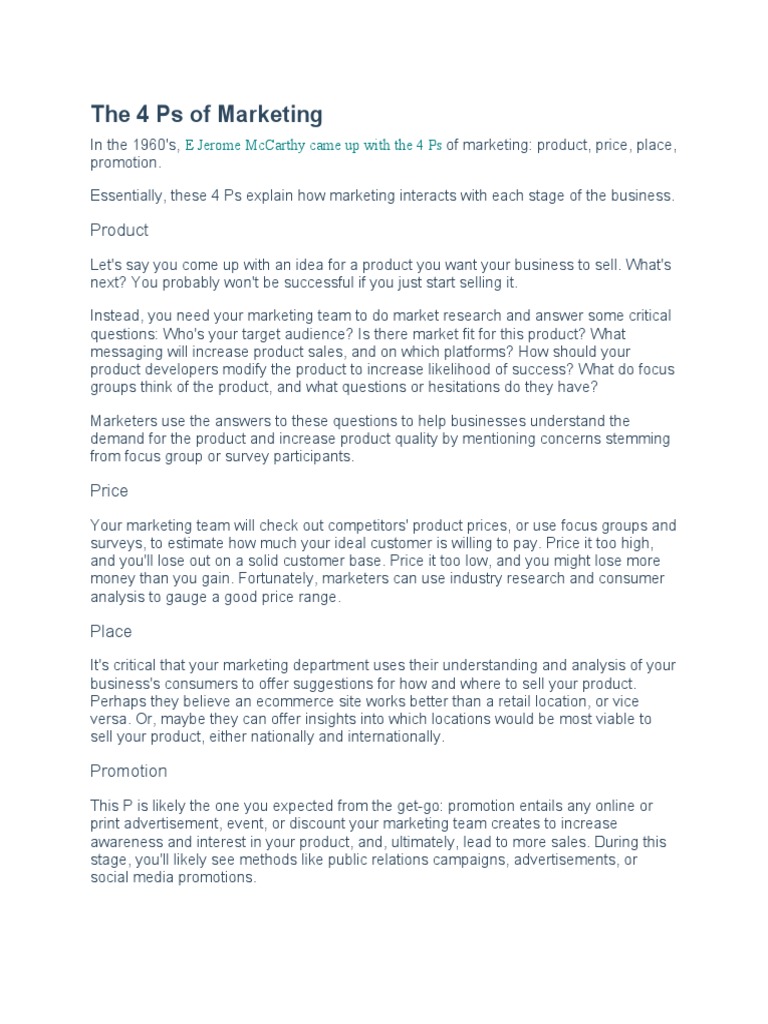 4ps of Marketing | PDF | Marketing | Advertising
