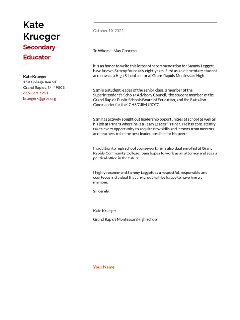 Recommendation Letter Sam | PDF