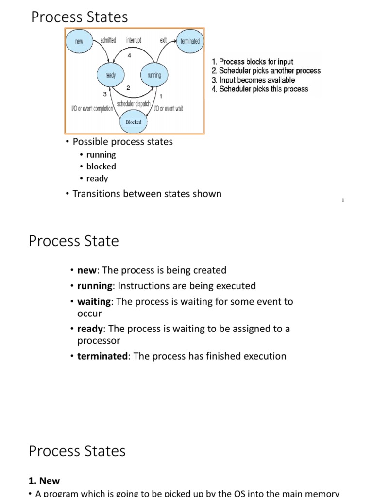 Lecture 2 - Process Management Part 2 Process States | PDF | Process ...