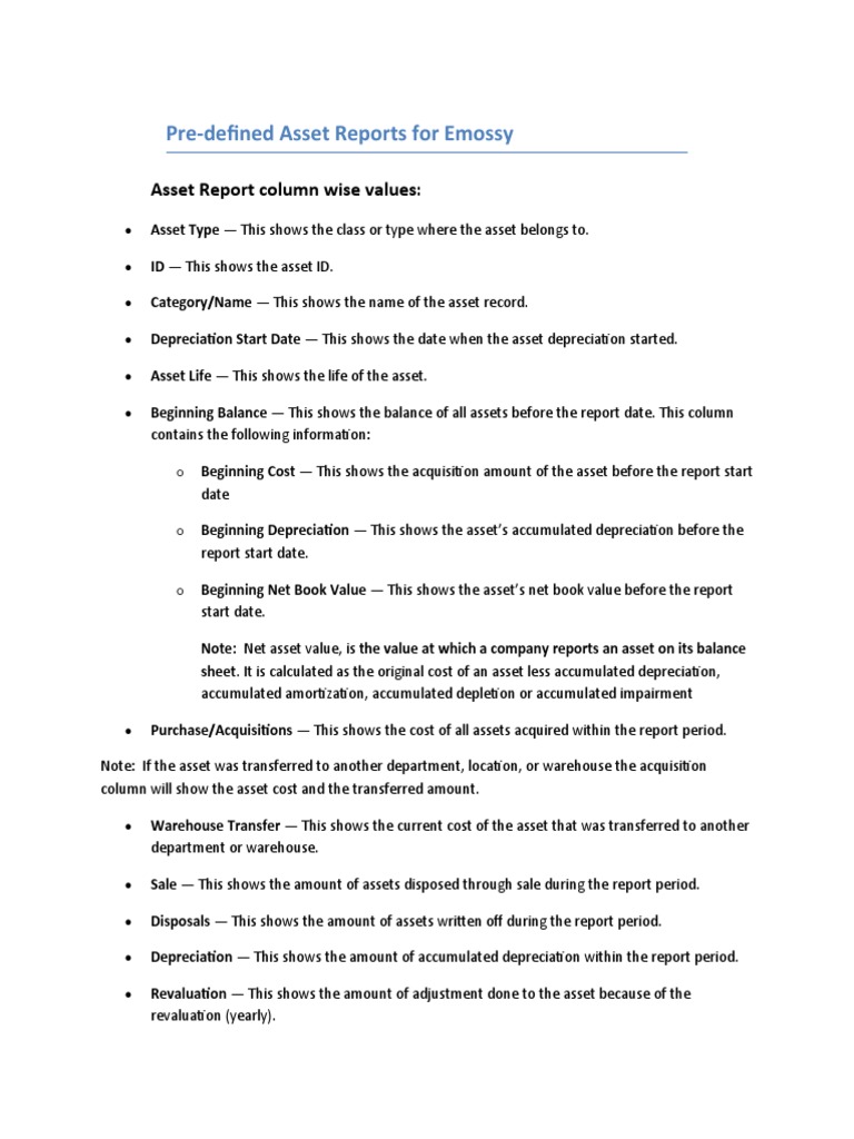 Assets Report | PDF | Depreciation | Book Value
