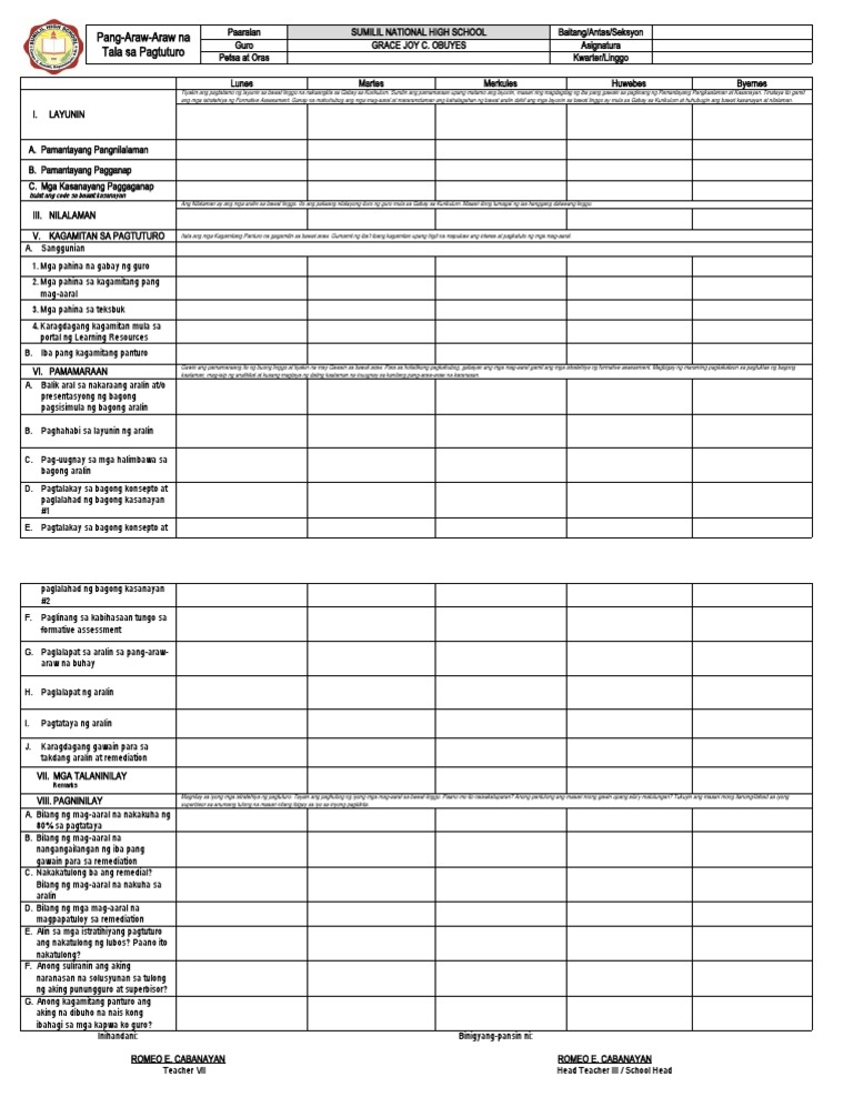 Daily Lesson Log - Filipino 8 | PDF