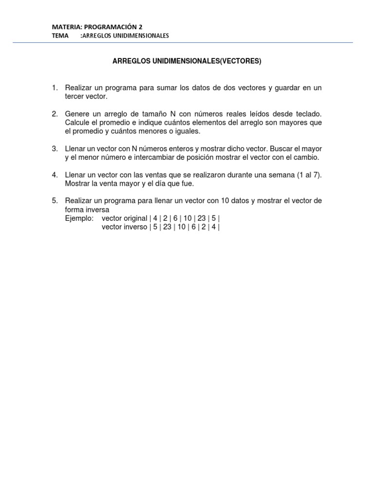 Practica Arreglos Unidimensionales 2022 | PDF | Métodos y materiales de enseñanza | Arte
