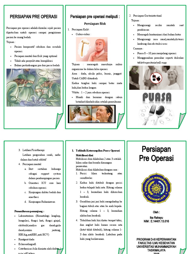 LEAFLET Persiapan Pre Operasi | PDF