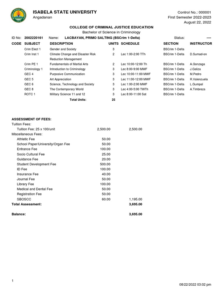 Isu Assessment Form 08222022 | PDF | Science