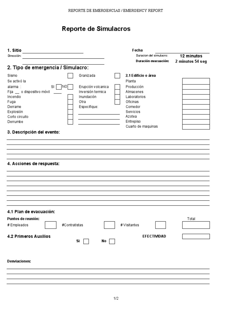 Reporte de Simulacro Nuevo | PDF | Desastres