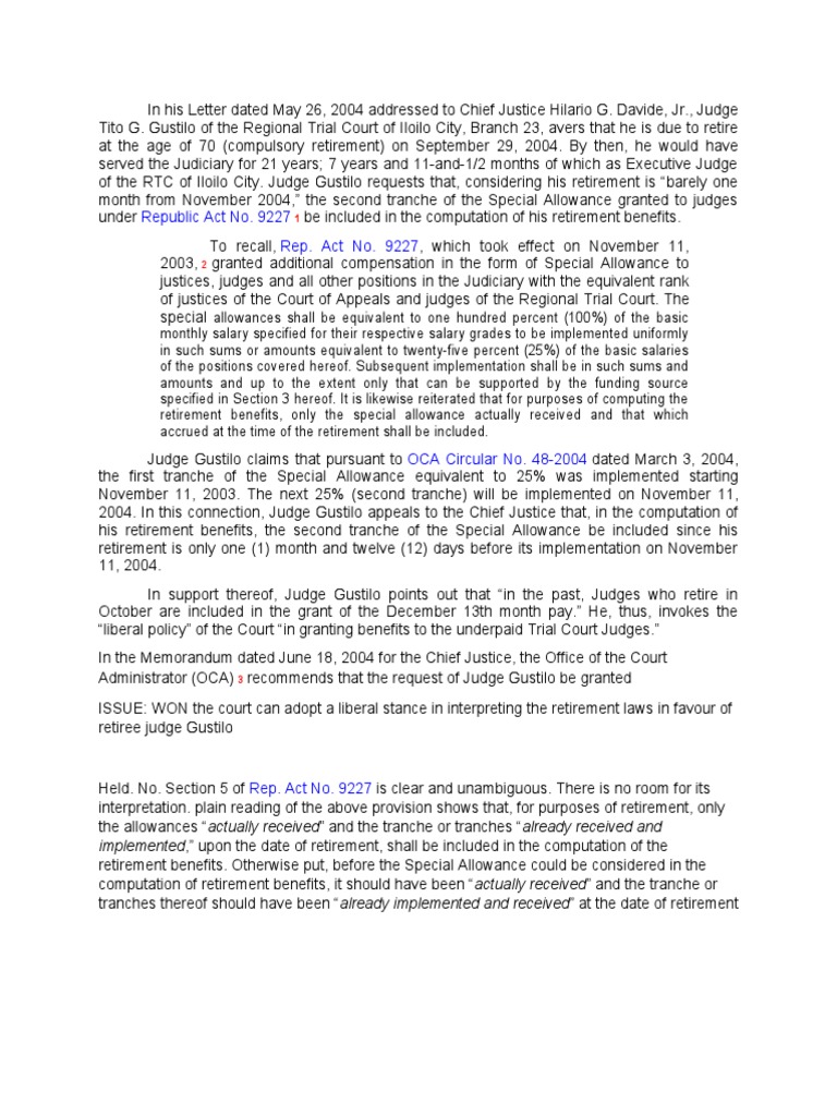 in Re Judge Gustilo Digest | PDF | Judge | Public Sphere