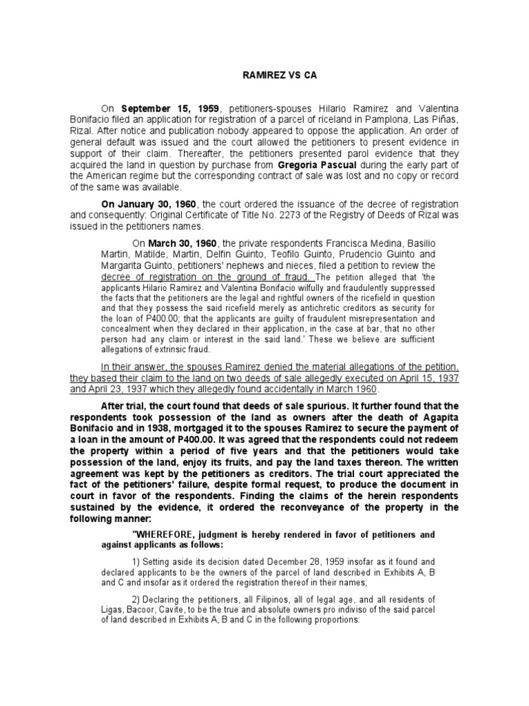 Ramirez VS Ca Digest | PDF | Deed | Appeal