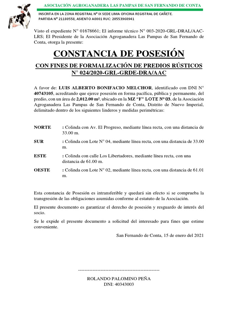 Constancia Predios Rústicos | PDF | Lima