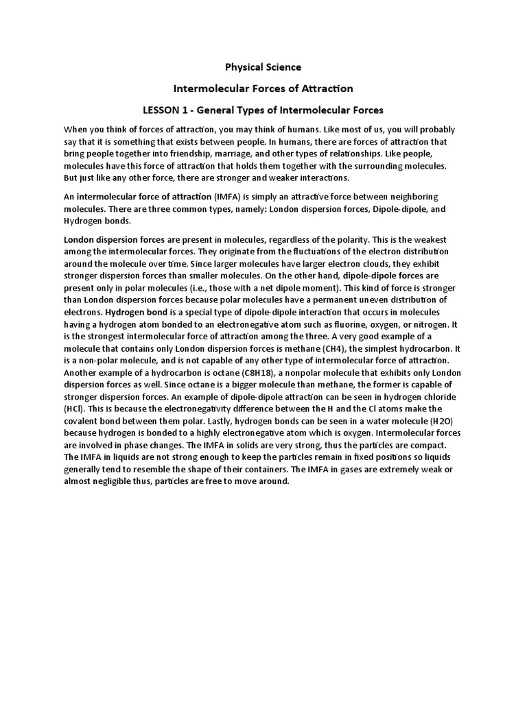 Physical Science LESSON 3 | PDF