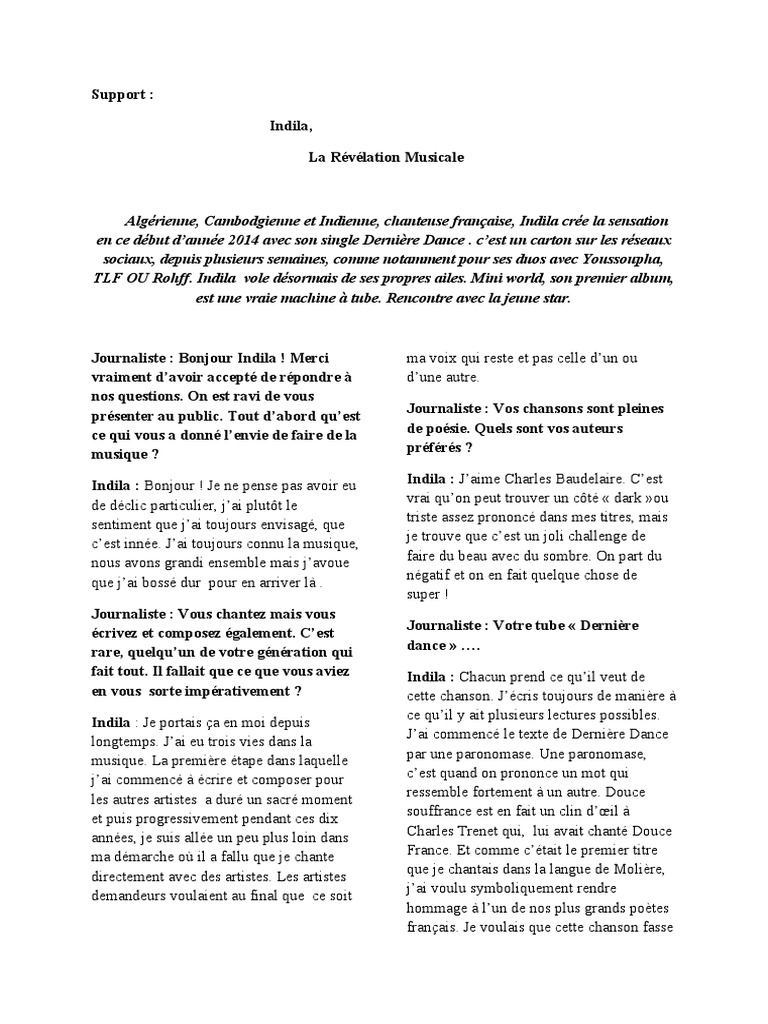 2.fiche C.E Apprenant + Support Indila | PDF