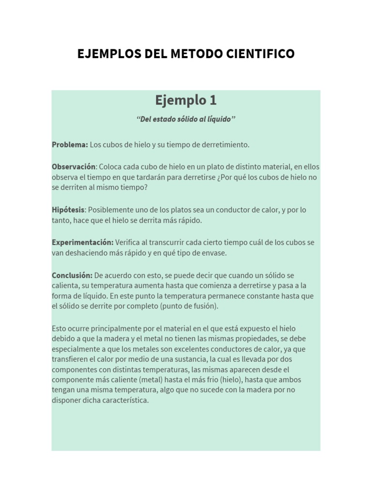 Ejemplos Del Metodo Cientifico | PDF | Solubilidad | Concentración