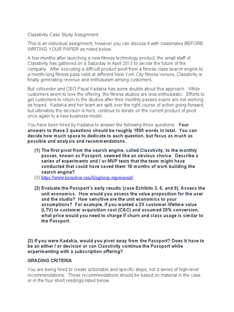 Classtivity Case Study Assignment | PDF | Idea | Concept