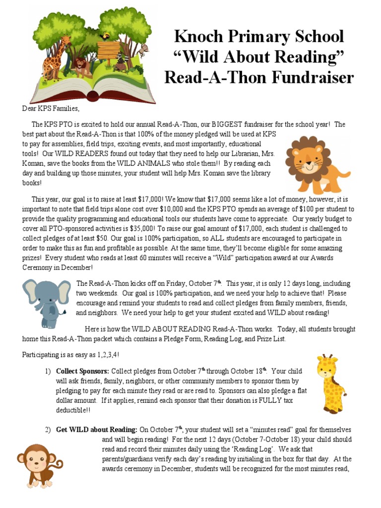 Read A Thon Student Packet Teacher Letter | PDF