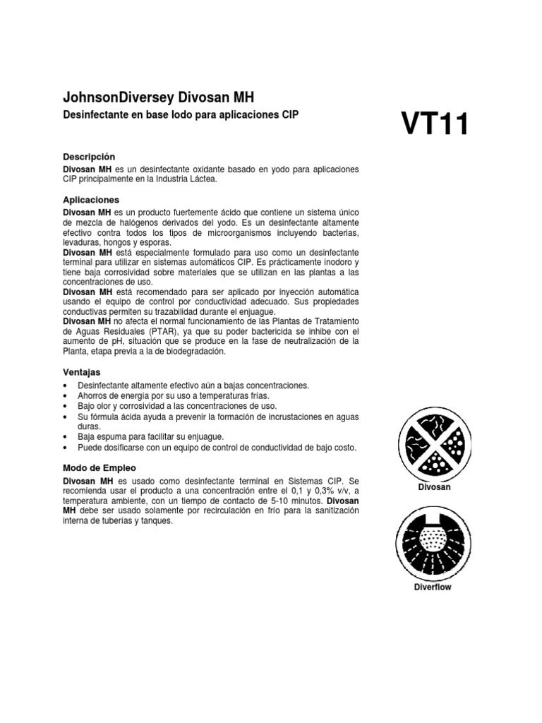 PIS Diversey Divosan MH | PDF | Yodo | Química