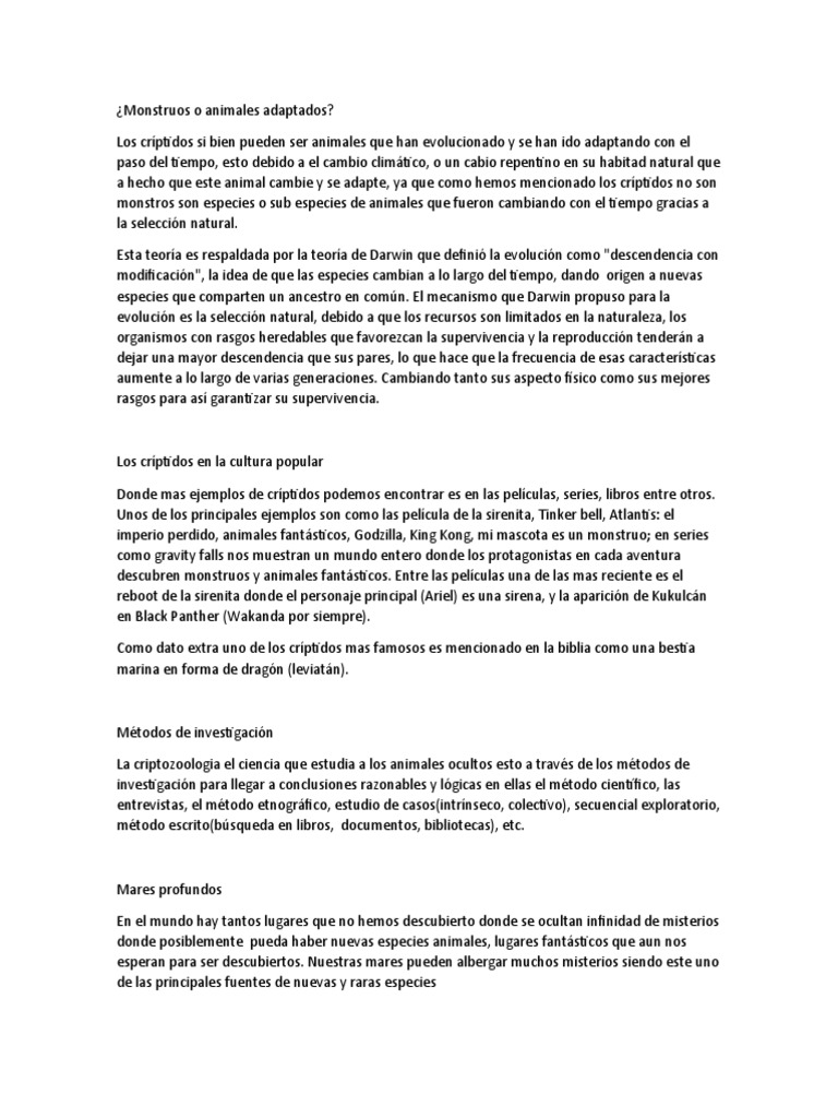 Criptozoologia | PDF | Evolución | Especies