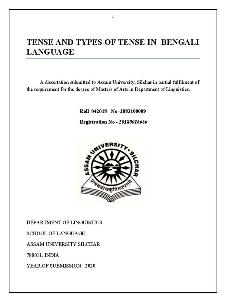 Tense and Tense Types in Bengali Margiya Firdous 1 | PDF | Grammatical ...