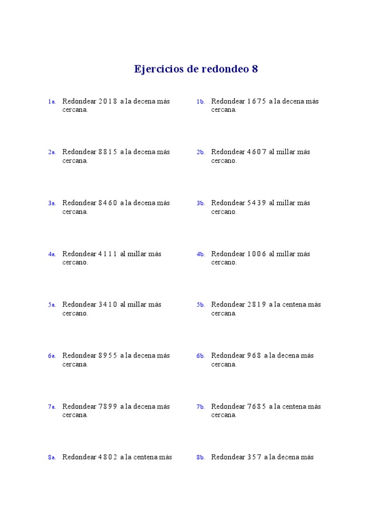 Ejercicios de Redondeo 1 | PDF