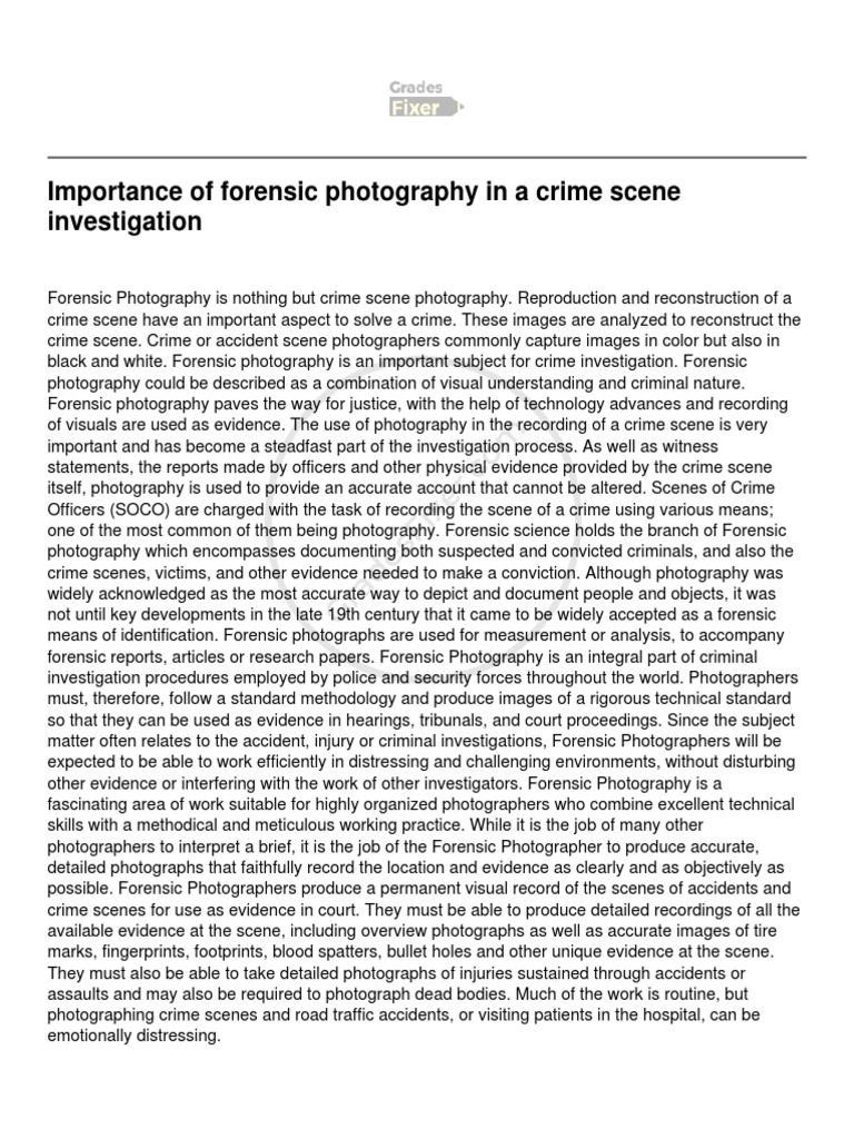 Importance of Forensic Photography in A Crime Scene Investigation | PDF ...