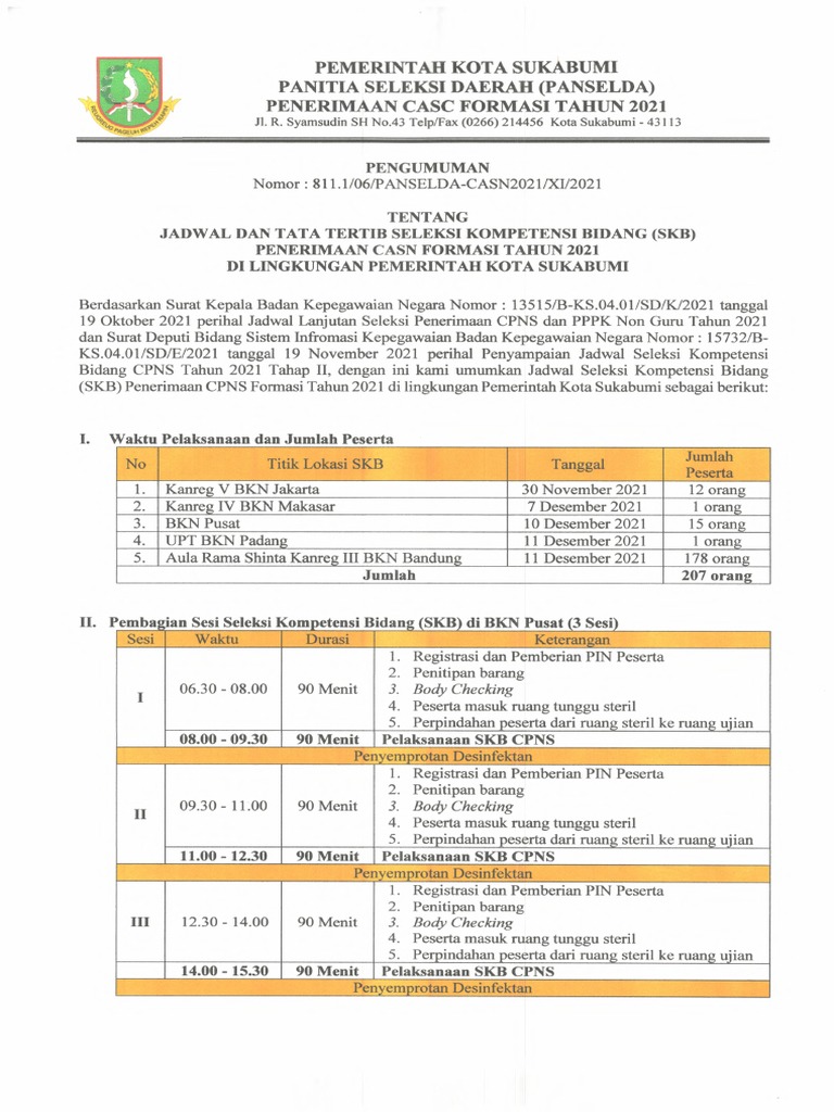 Jadwal Dan Tata Tertib SKB CPNS 2021 | PDF