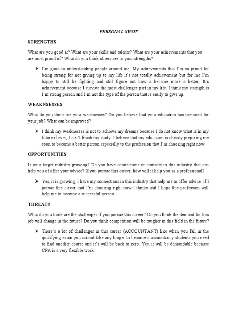 Personal Swot Analysis Pdf
