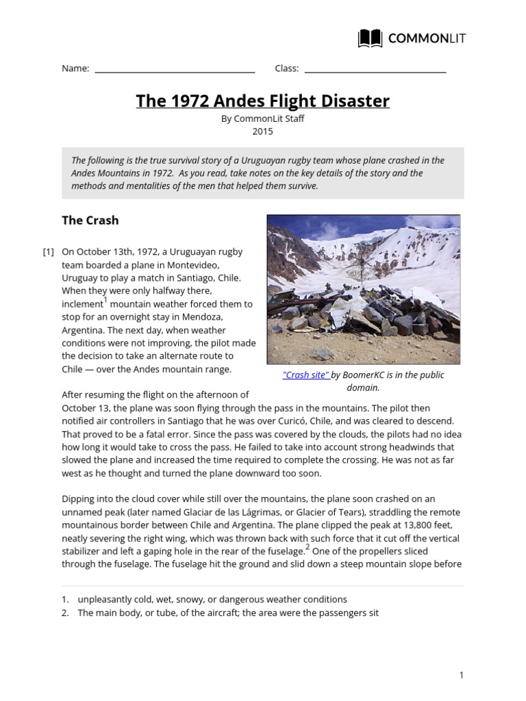 The 1972 Andes Flight Disaster | PDF