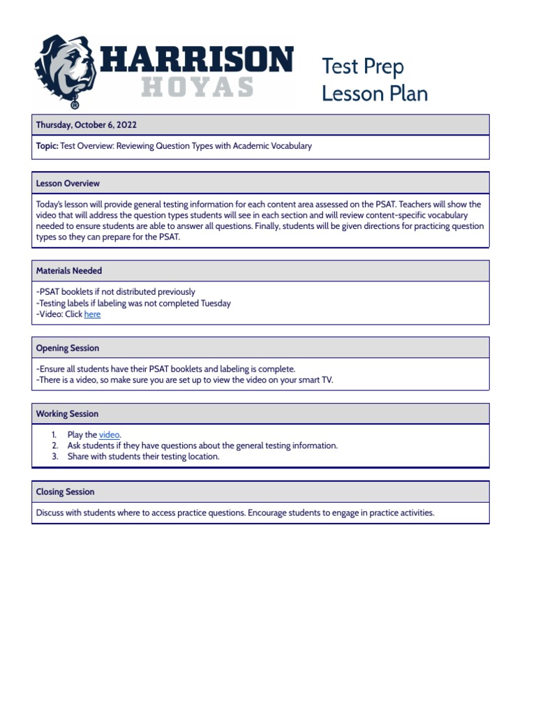 PSAT Question Types and Vocabulary Review | PDF | Career & Growth