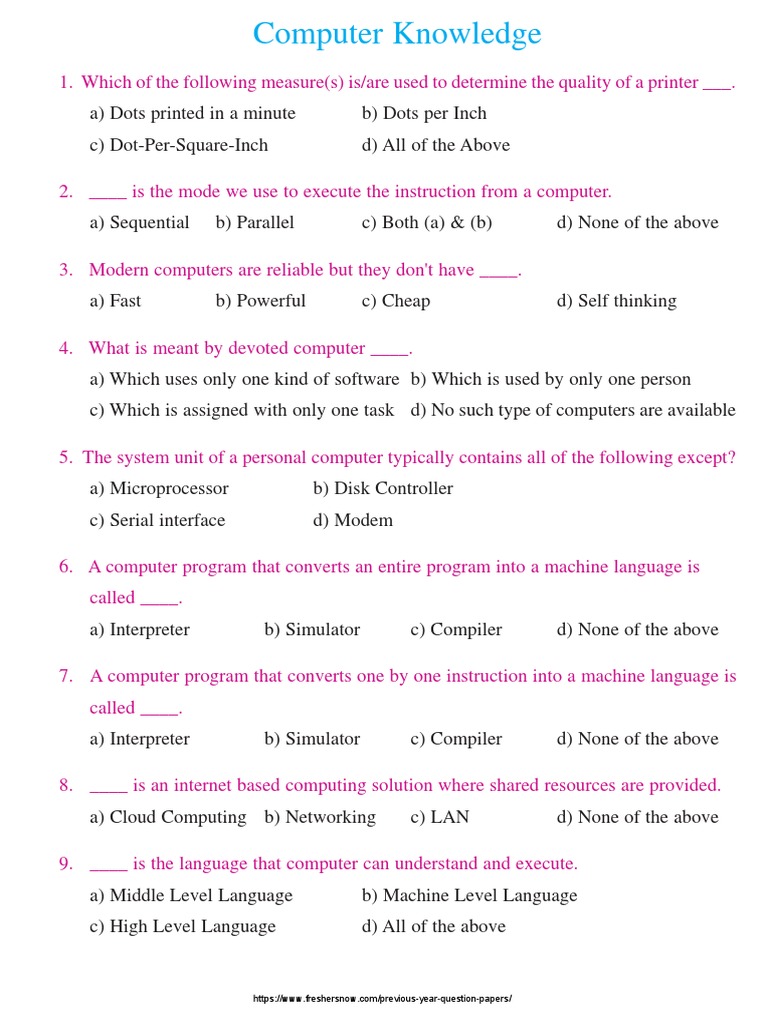 OSSSC Group C Computer Model Paper | Download Free PDF | Computer ...