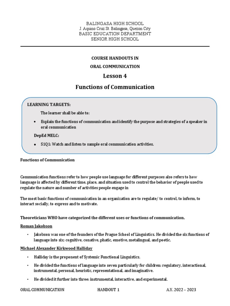 Week 4 Handout | PDF | Communication | Emotions