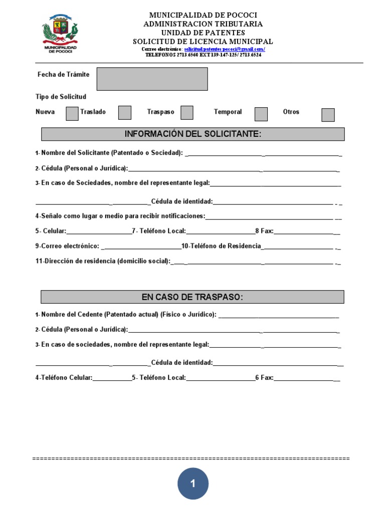 Actual Formulario Solicitud de Licencia Municipal | PDF | Impuestos ...