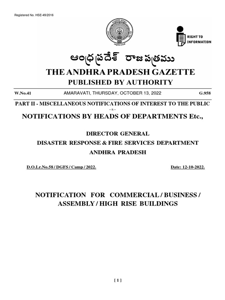 Notification For Commercial Business Assembly High Rise Buildings | PDF