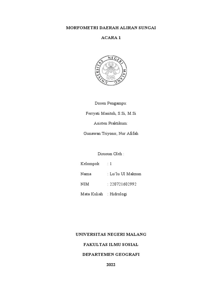 Morfometri DAS Kali Duren: Analisis dan Kesimpulan | PDF | Sains ...