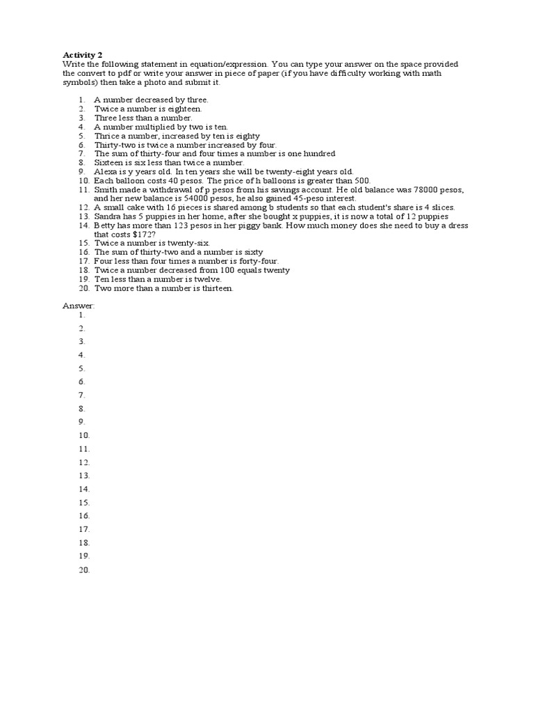MMW - Activity 2 | PDF MMW - Activity 2 | PDF