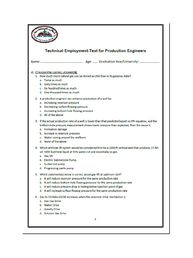 BAPETCO Production Exam | PDF