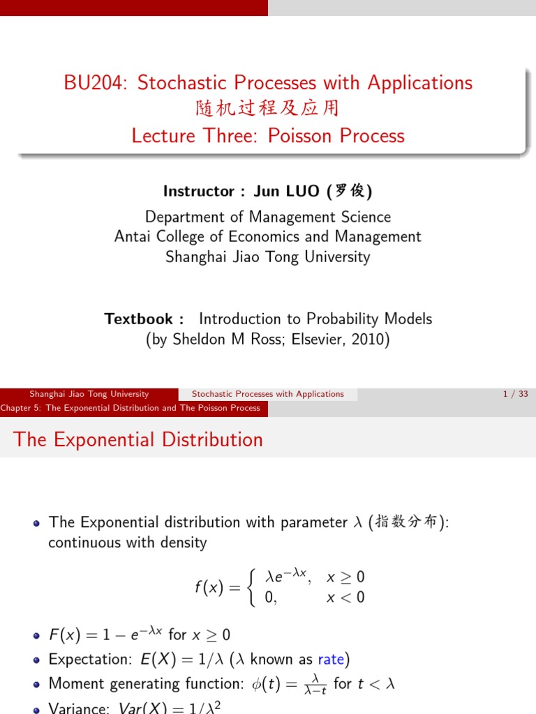Understanding the Poisson Process: An Analysis of Lecture Notes on ...