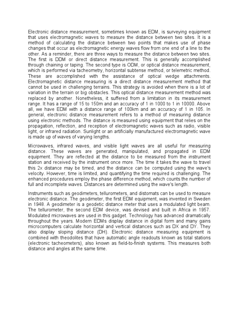 Electronic Distance Measurement | PDF | Science & Mathematics | Computers Electronic Distance Measurement | PDF | Science & Mathematics | Computers