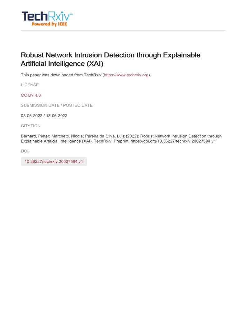 Xai Intrusion Detection Draft Pdf 
