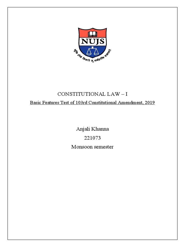 CONSTITUTIONAL LAW-I - Project | PDF | Constitutional Law | Justice