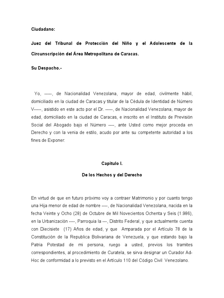 Modelo de Curatela | Descargar gratis PDF | Venezuela | Guardián legal