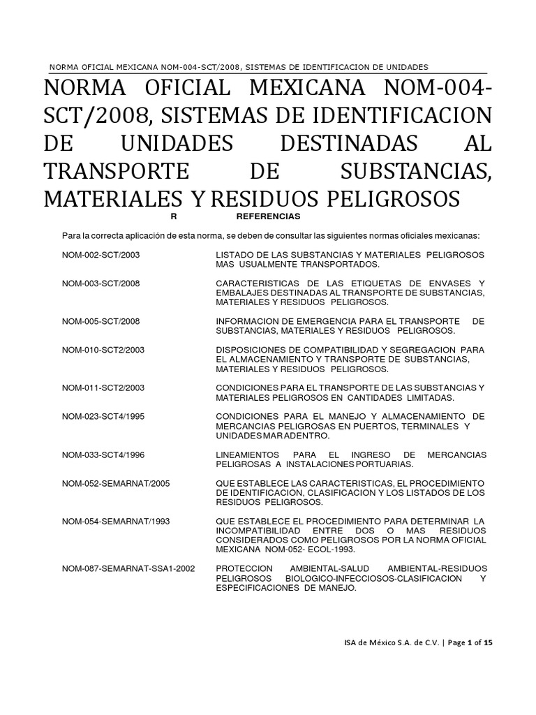 Nom 004 SCT 2008 | PDF