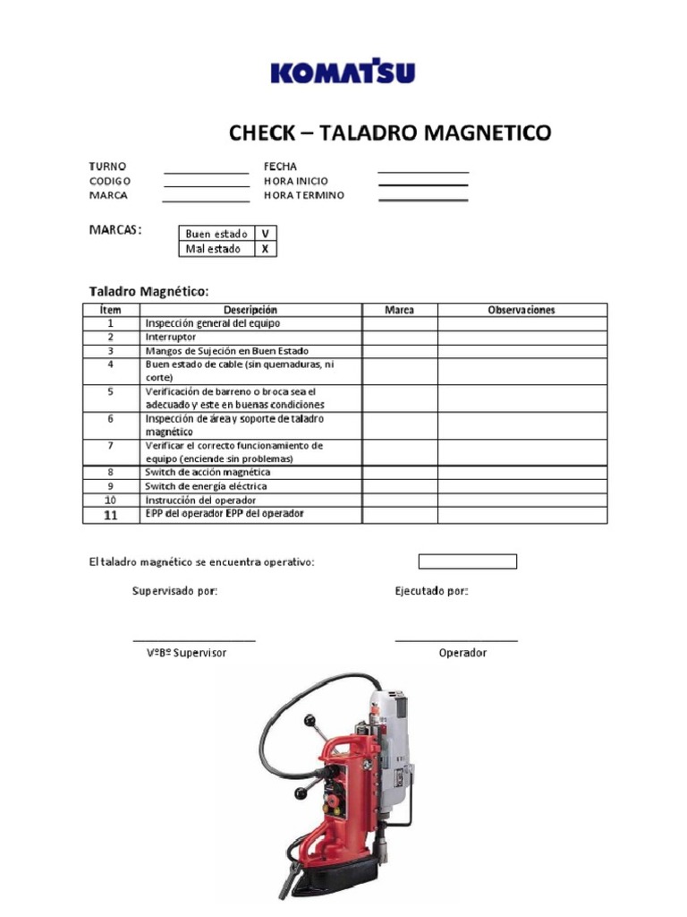 Check List Taladro Magnetico | PDF